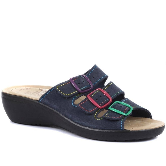Fly Flot | Shoes | Fly Flot Leather Buckle Fasten Mule Open Toe Rainbow ...